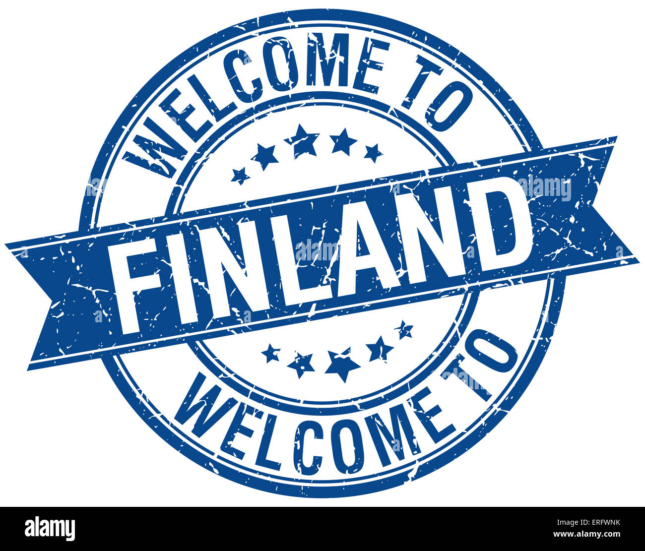 welcome to Finland blue round ribbon stamp Stock Photo - Alamy