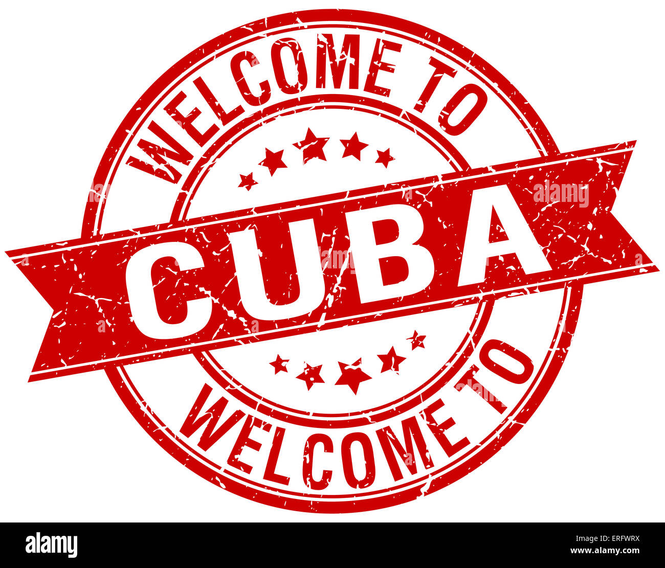 welcome to Cuba red round ribbon stamp Stock Photo - Alamy