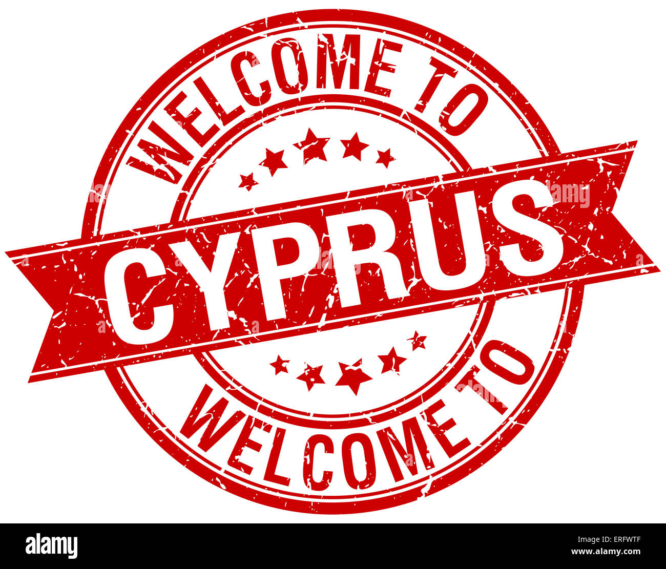 welcome to Cyprus red round ribbon stamp Stock Photo - Alamy