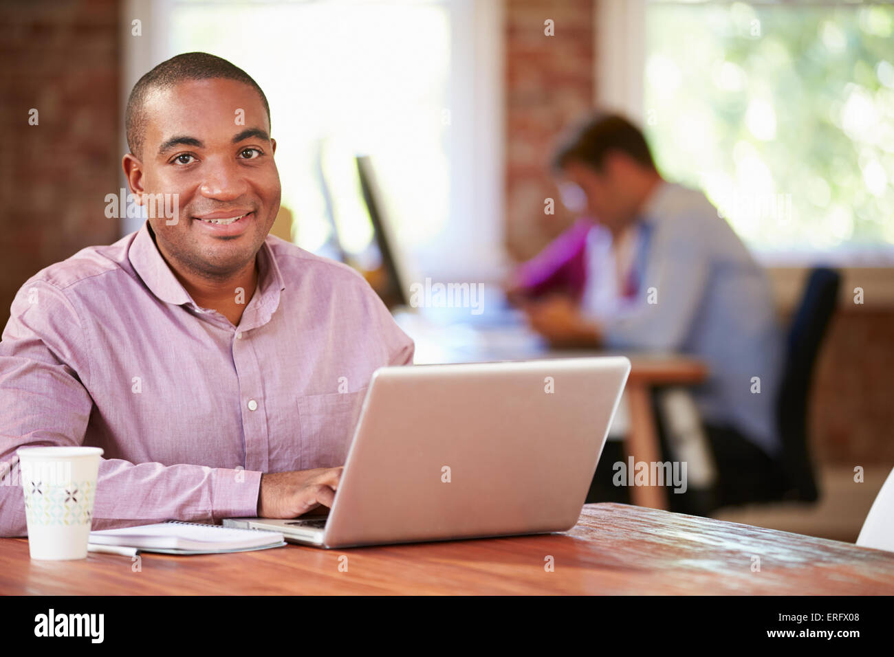 Man Working At Laptop In Contemporary Office Stock Photo - Alamy