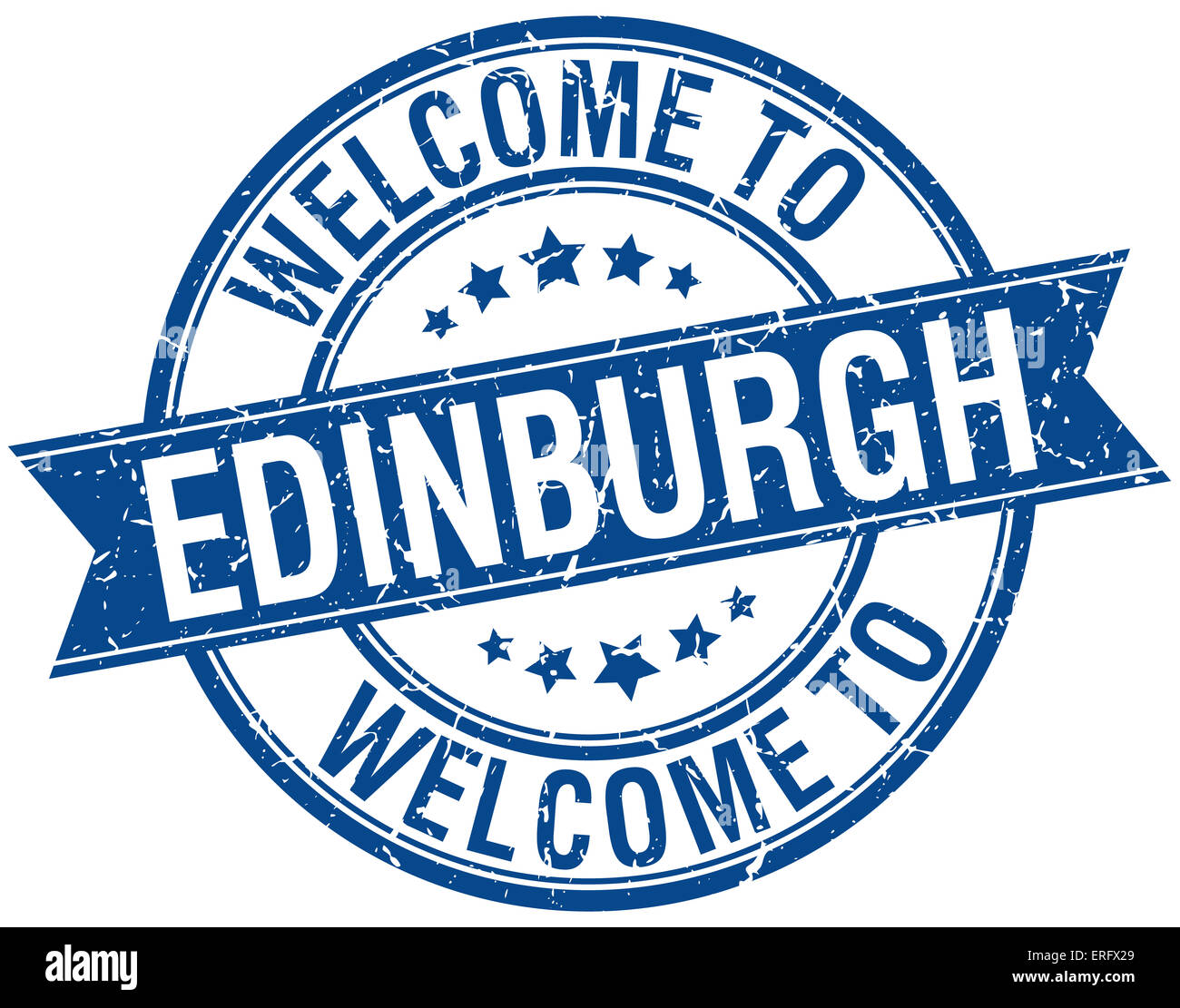 welcome to Edinburgh blue round ribbon stamp Stock Photo - Alamy
