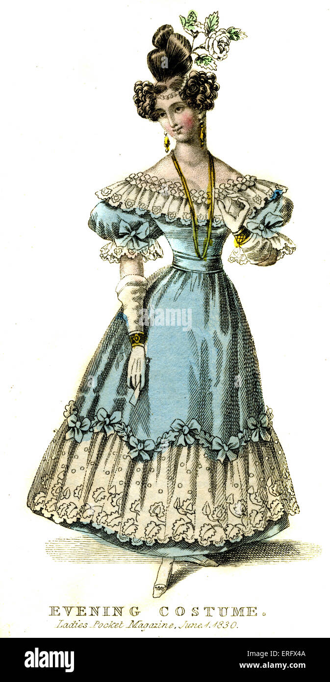 Evening dress from 1830 - fashionable dress. From Ladies Pocket ...