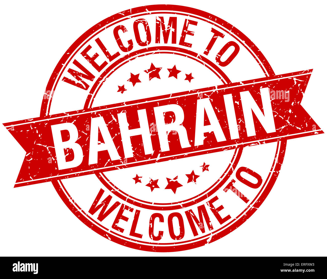 welcome to Bahrain red round ribbon stamp Stock Photo - Alamy