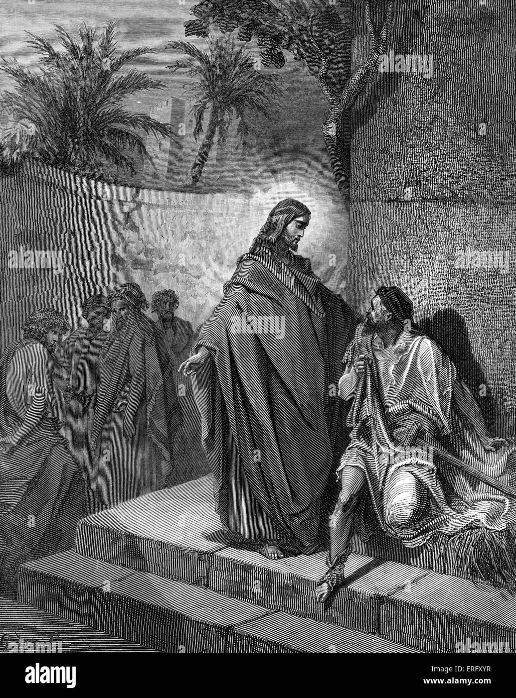 Jesus heals the paralytic Black and White Stock Photos & Images - Alamy