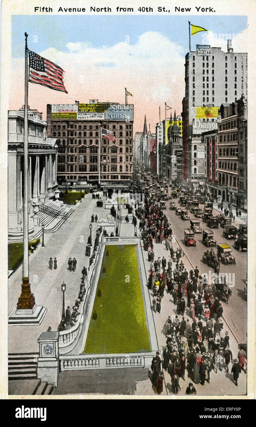New York City, Fifth Avenue North from 40th Street, New York. Overlooks ...