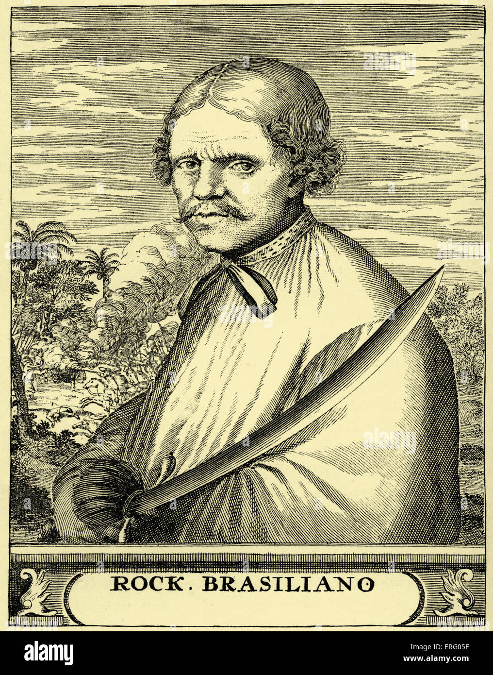 Roche (Rock) Brasiliano (Braziliano), engraving. Portrait of the Dutch ...