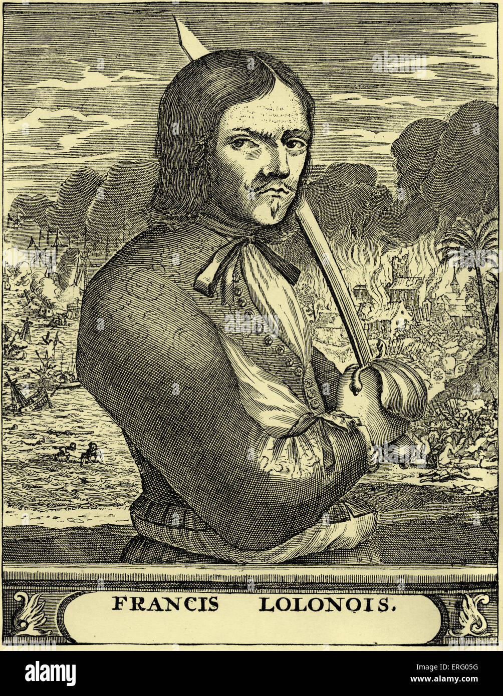 Francis Lolonois, engraving, (Jean-David Nau, François L'Olonnais, L ...