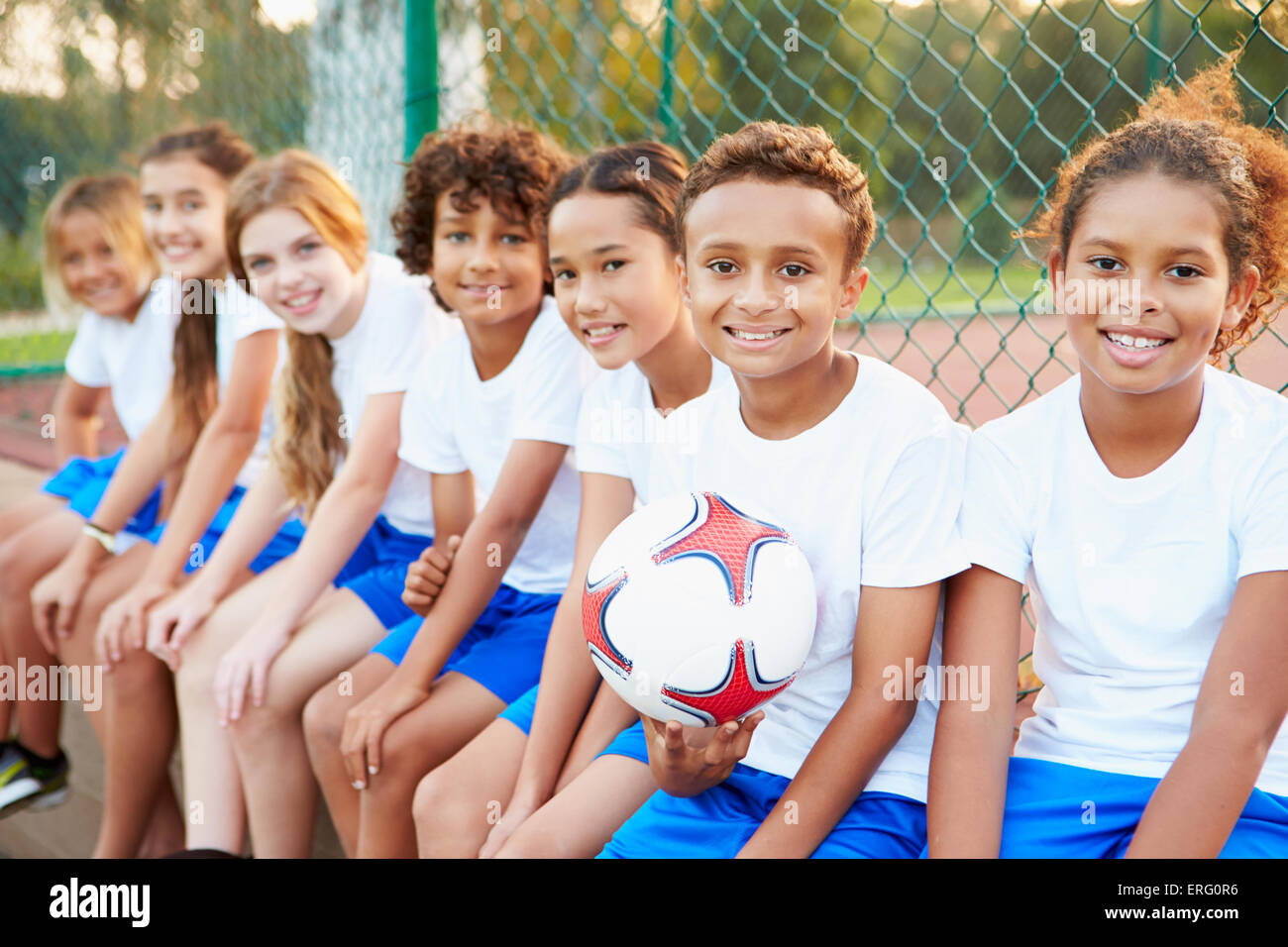 Portrait Of Youth Football Team Training Together Stock Photo - Alamy