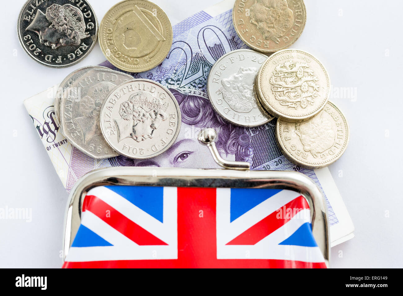 Union Flag money purse with British cash sterling currency Stock Photo ...