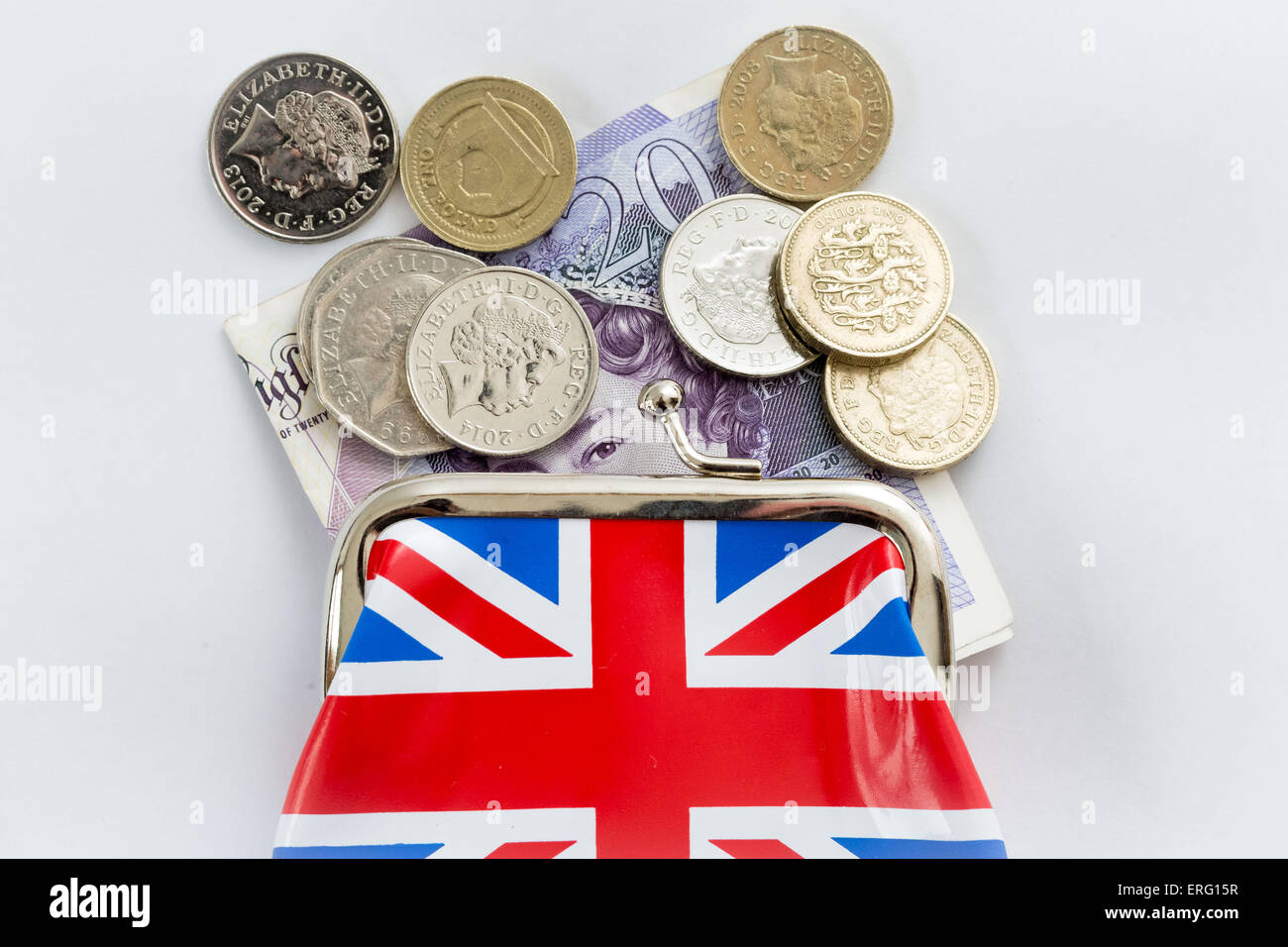Union Flag money purse with British cash sterling currency Stock Photo ...