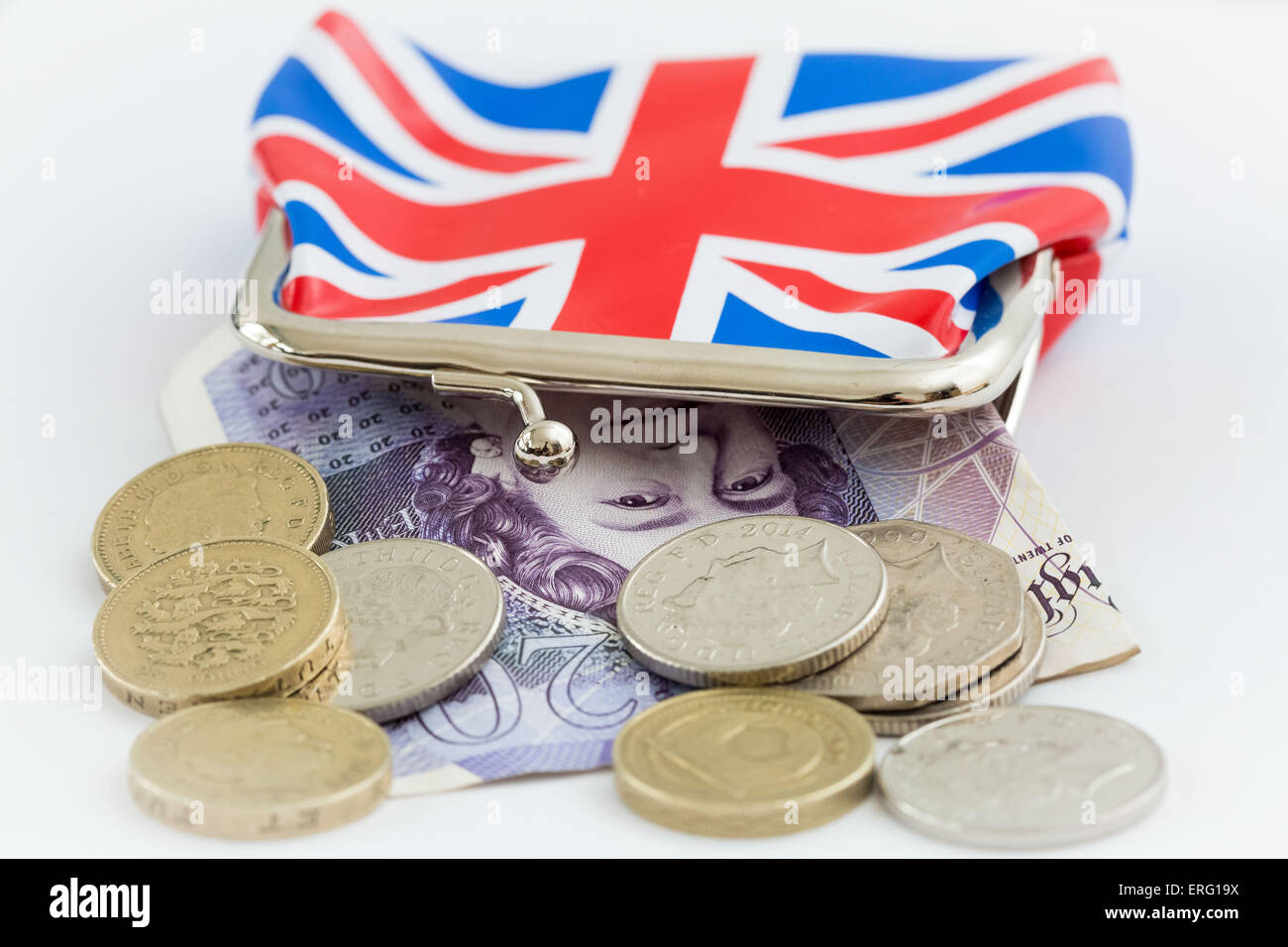 Union Flag money purse with British cash sterling currency Stock Photo ...