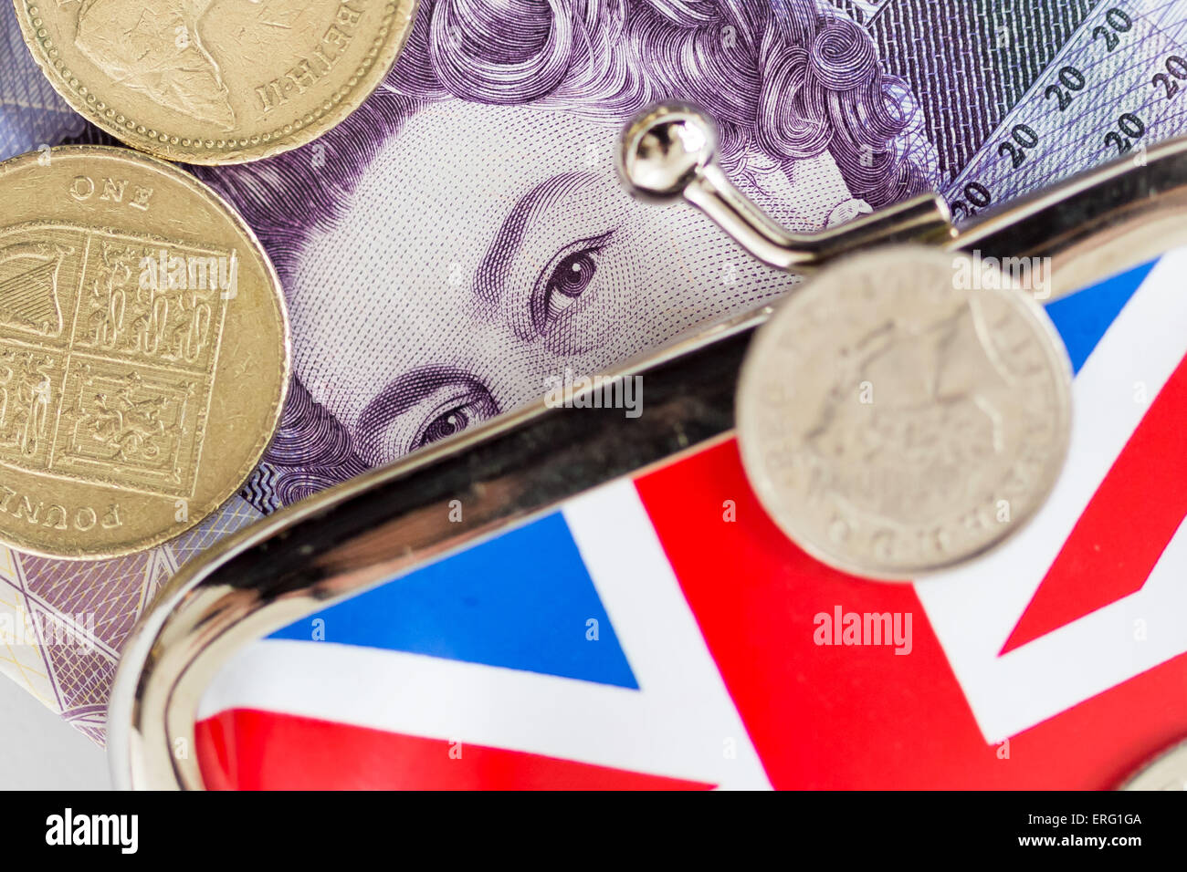 Union Flag money purse with British cash sterling currency Stock Photo ...