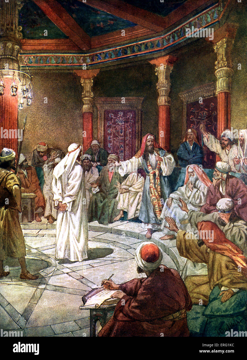 Jesus is questioned by the high priest Caiaphas, and asked whether he ...