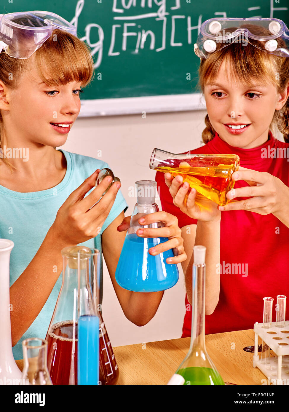 Child in chemistry class Stock Photo - Alamy