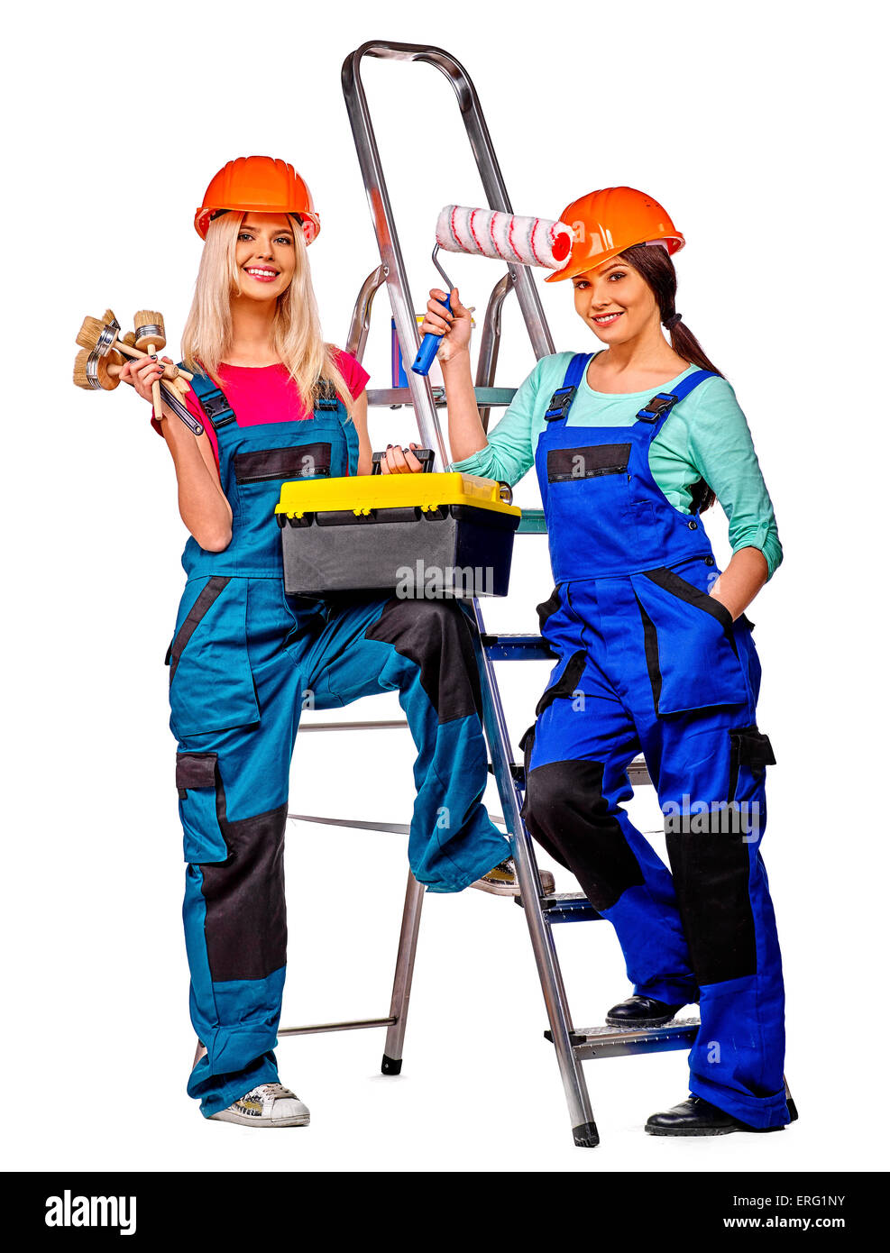 Group people builder with construction tools Stock Photo - Alamy