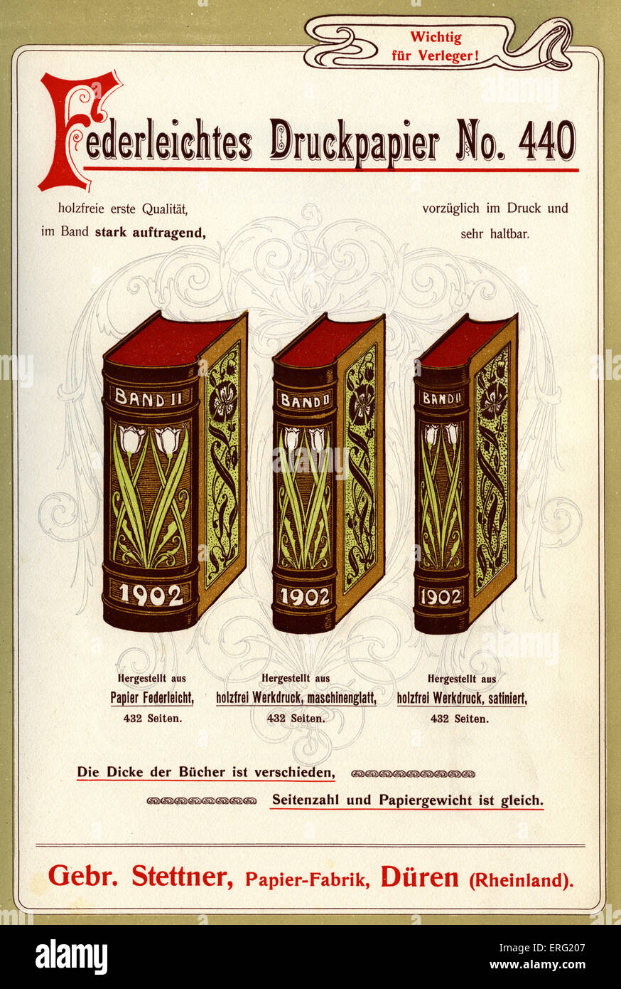 Geman advert for the Stettner paper factory in Düren,North Rhine ...