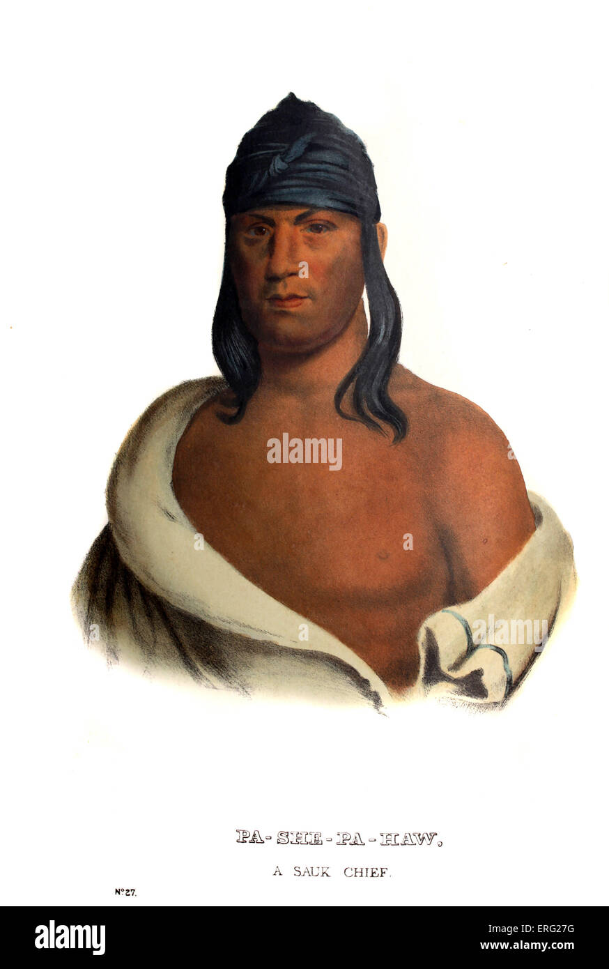 Pashepahaw ('The Stabber'), a Sauk chief. Native American chief of the ...