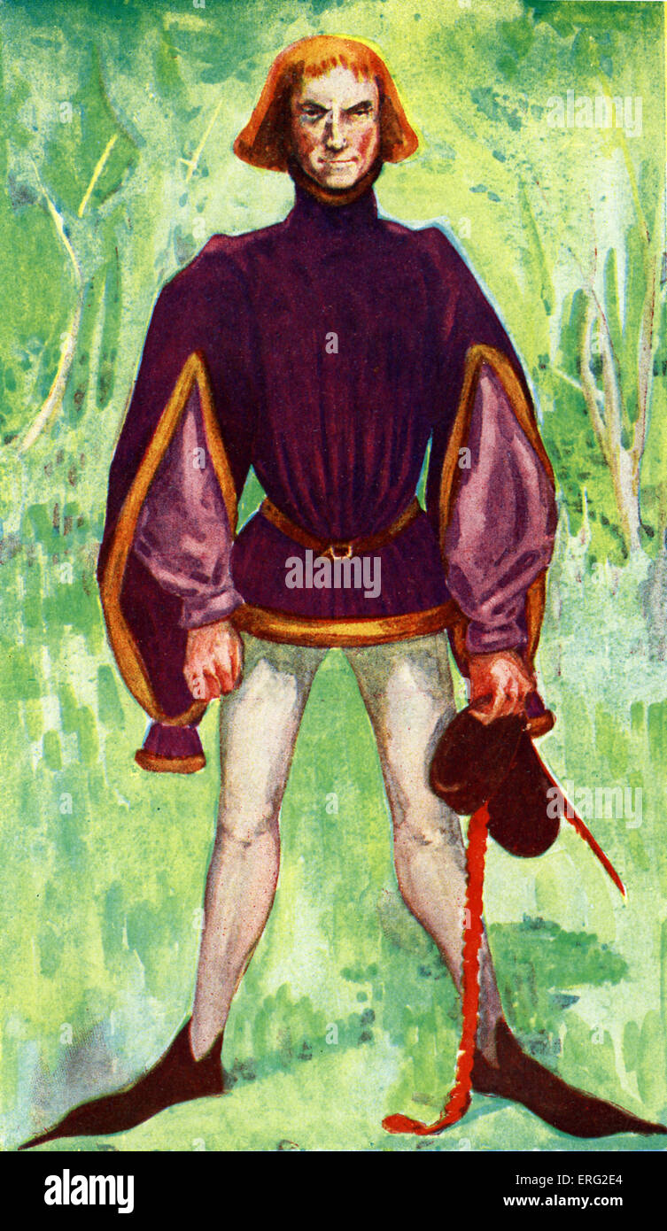 Man 's costume in reign of Edward IV (1461- 1483). Wearing belted tunic ...