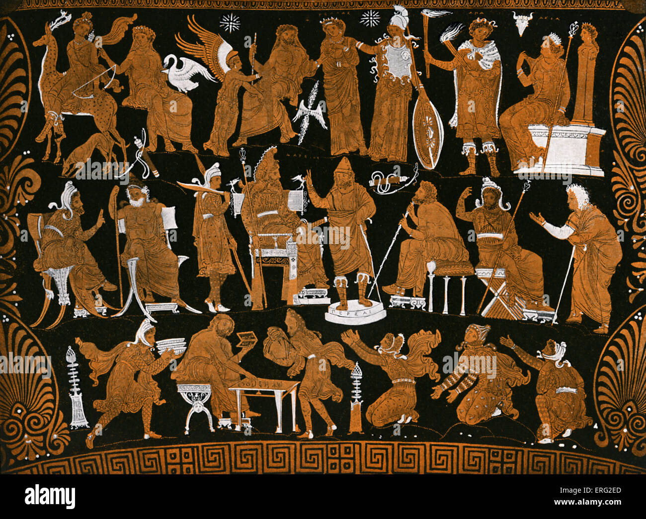 The war council of Darius, presented on a Greek red figure vase. Darius ...