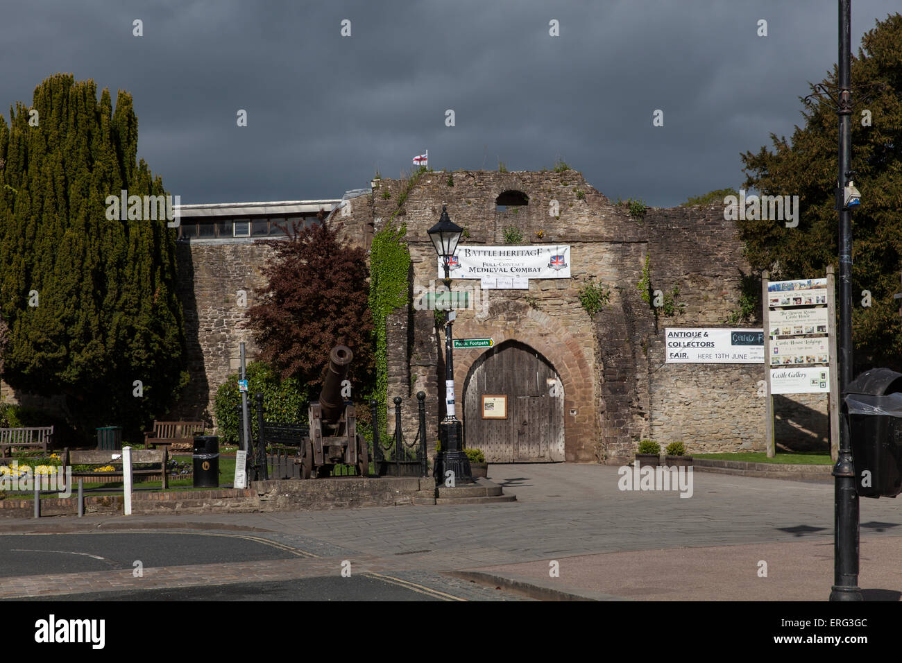 Front entrance of Ludlow Castle in Shropshire in England Stock Photo ...
