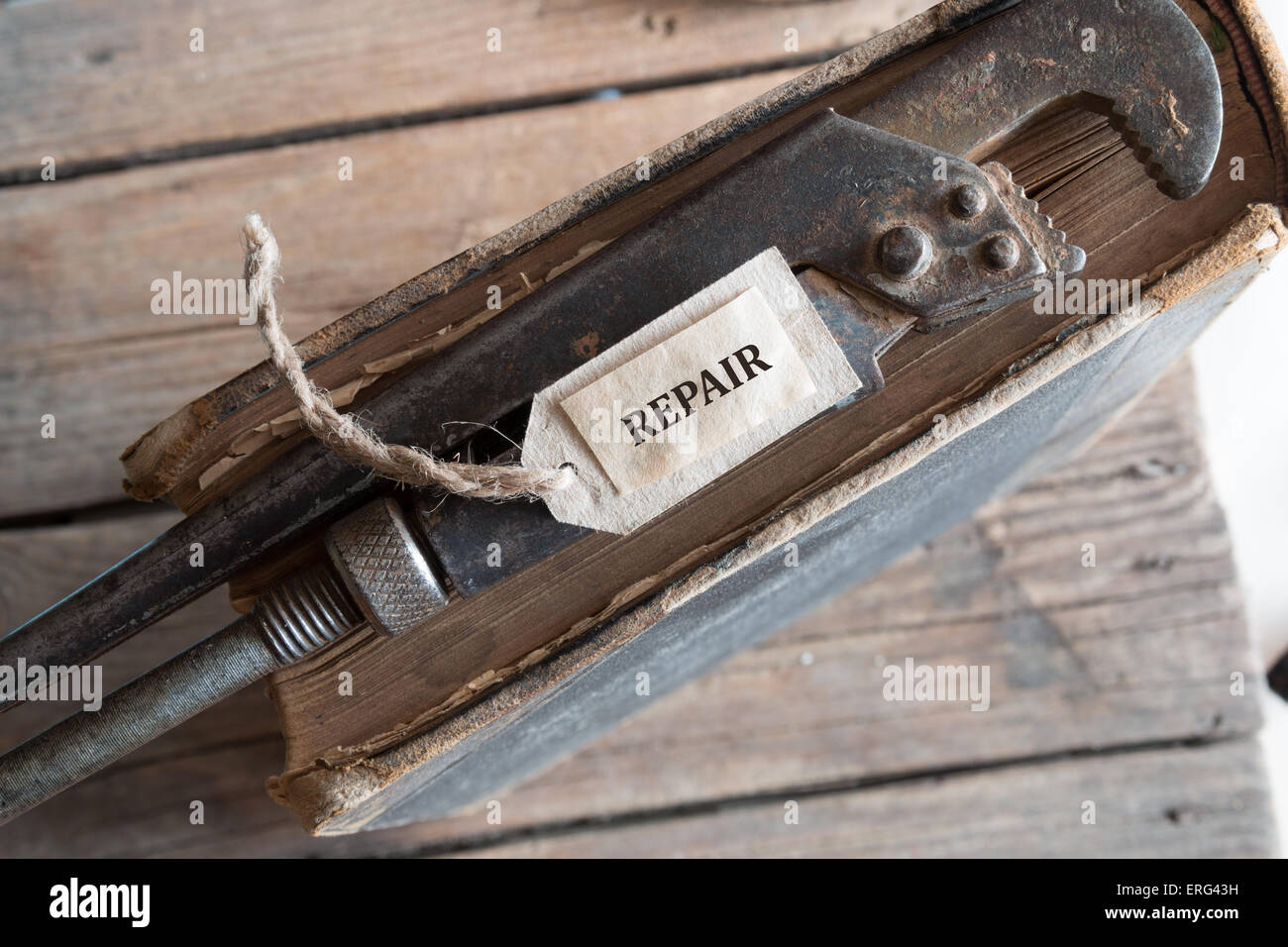repair word and wrench Stock Photo - Alamy
