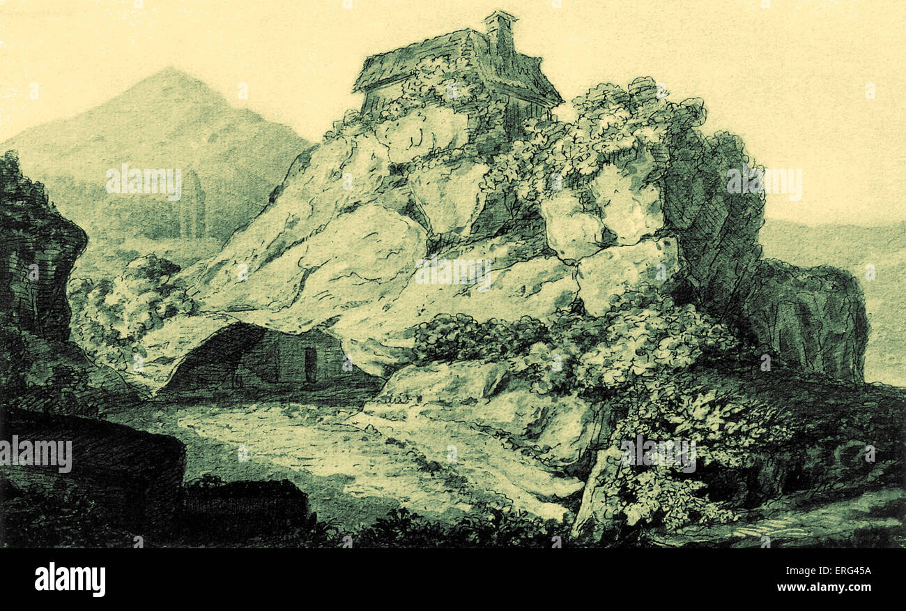 Johann Wolfgang von Goethe 's sketch of an imagined earlier view of a ...