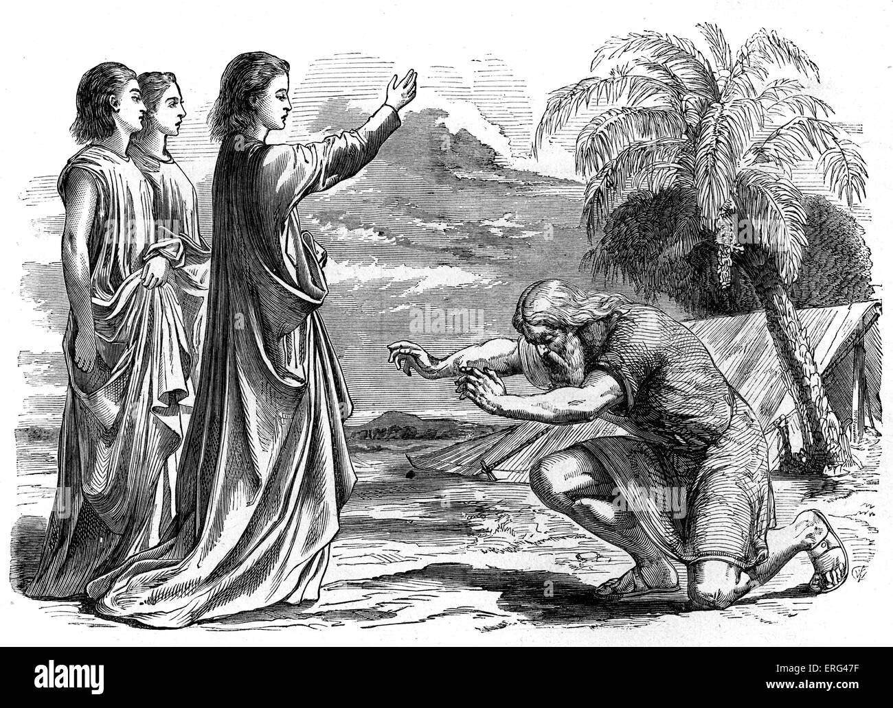 Abraham three angels Black and White Stock Photos & Images - Alamy