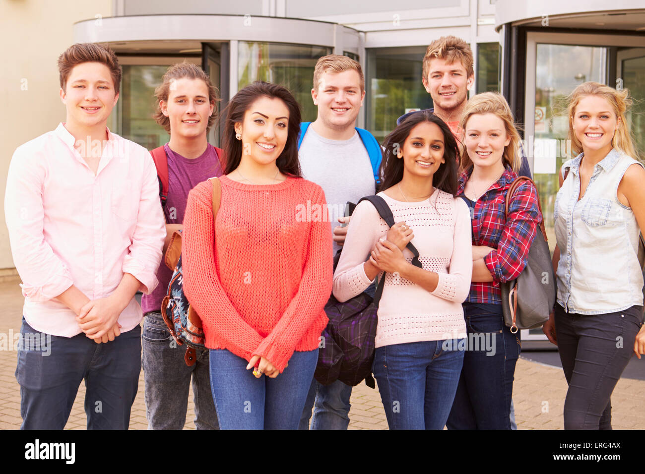 Group Portrait Of College Students With Tutor Stock Photo - Alamy