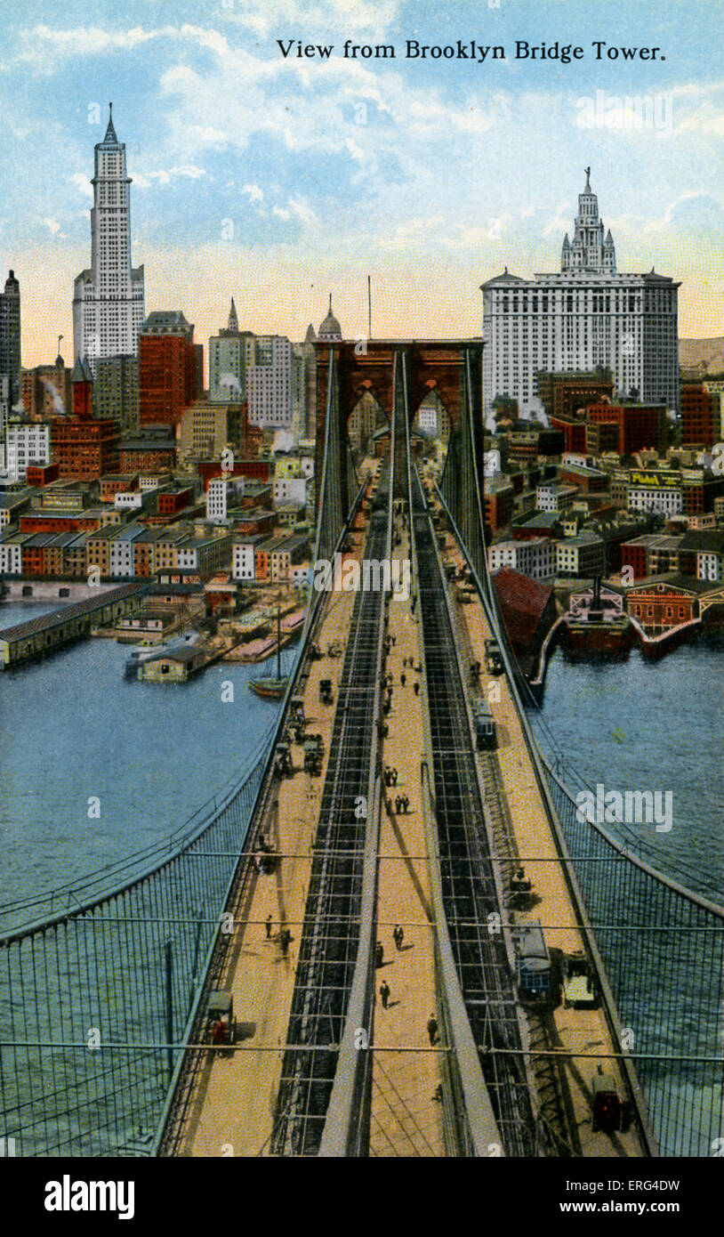 New York: View from Brooklyn Bridge Tower. Designed by John Augustus ...
