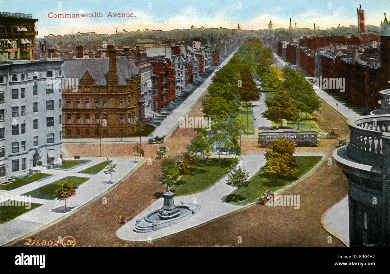 Boston: Commonwealth Avenue. C.1900s Stock Photo - Alamy