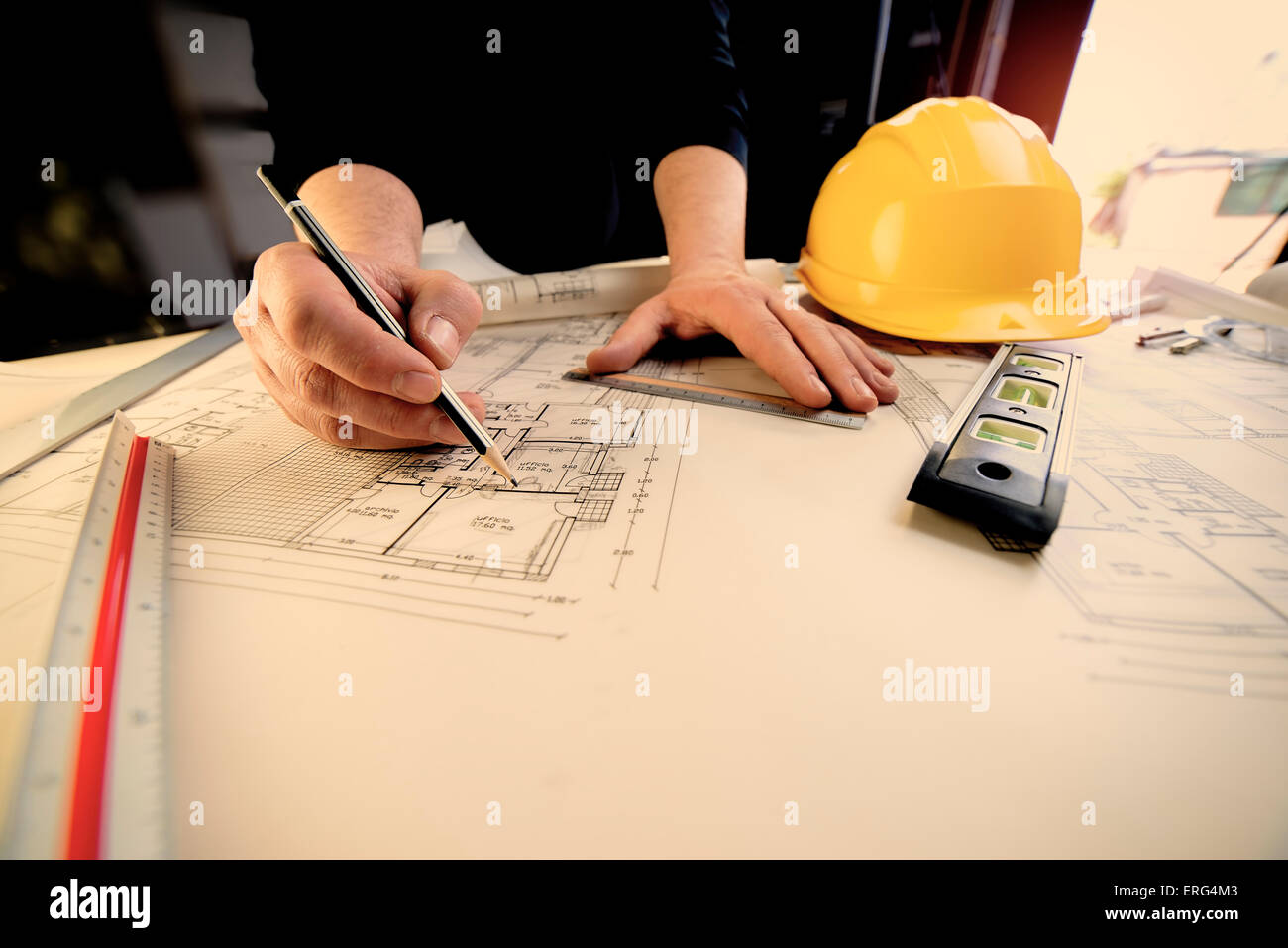 tools to design a new home warm filter applied Stock Photo - Alamy