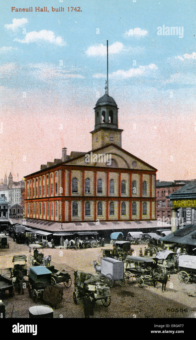 Boston: Faneuil Hall, built 1742. Photo taken c.1900s Stock Photo - Alamy