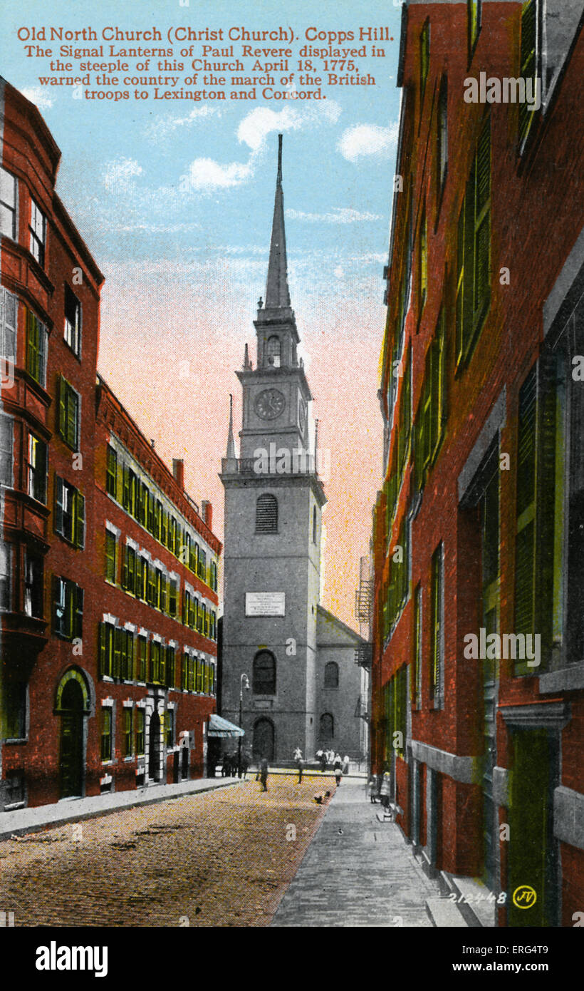 Boston: Old North Church (Christ Church). Copps Hill. Photo taken c.1900s Stock Photo - Alamy