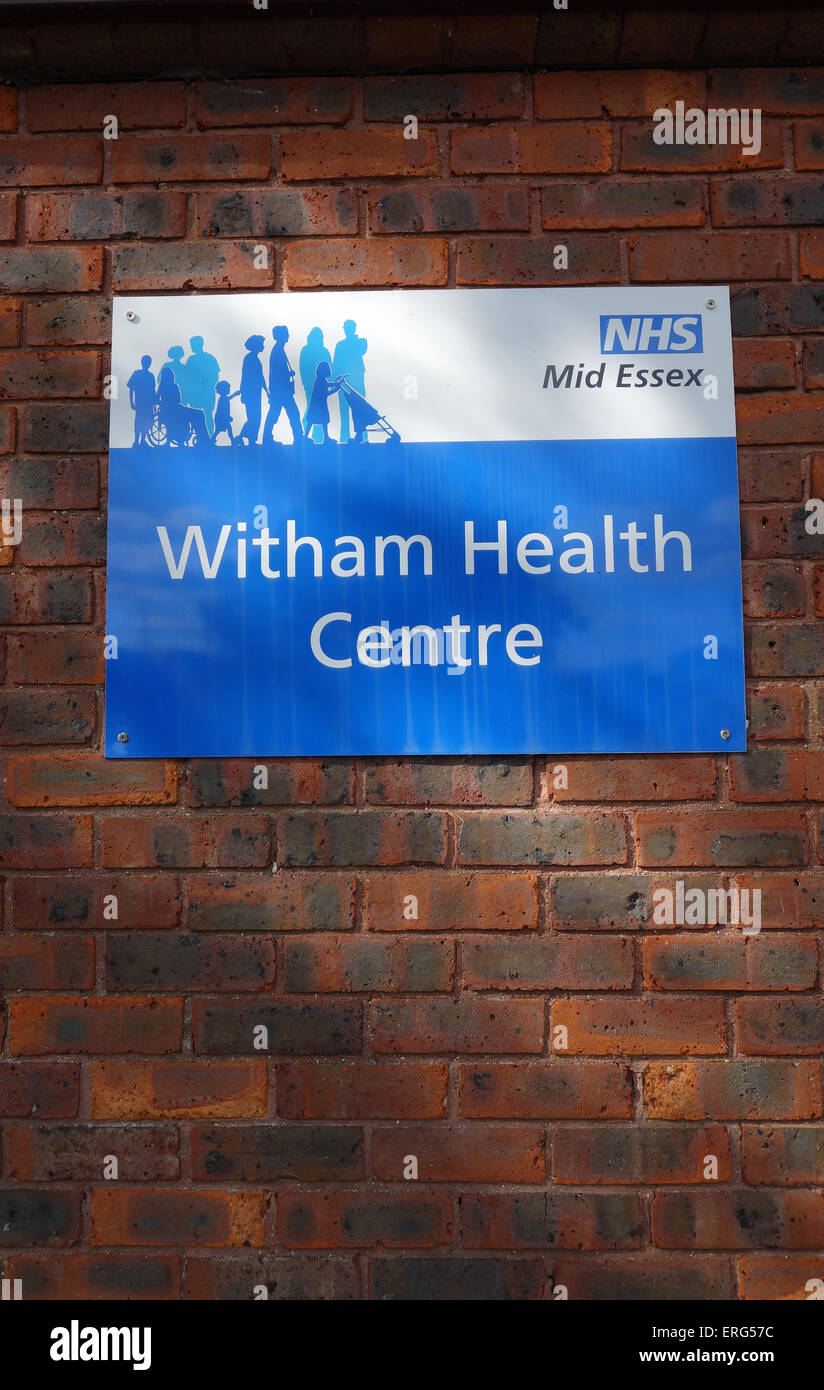 Witham Health Centre sign on wall outside health centre in Witham ...