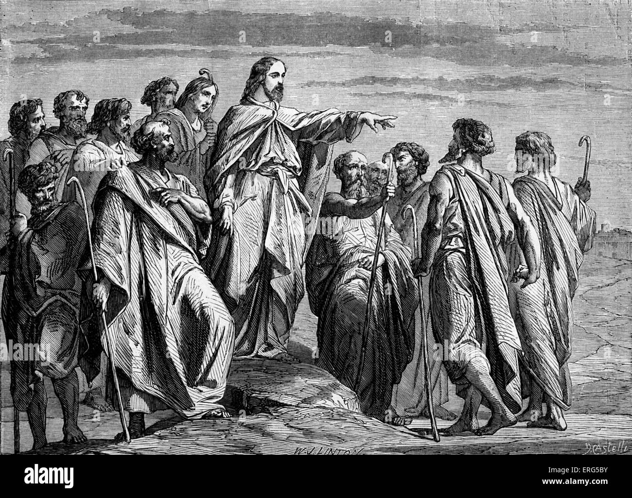 Christ sending forth the apostles. Bible, Matthew X, 16: 'Behold, I ...