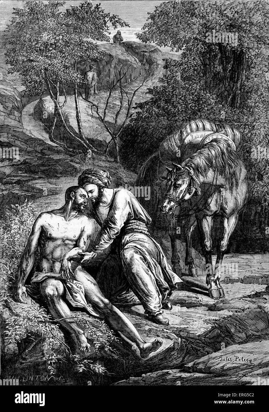 Parable of the good samaritan Black and White Stock Photos & Images - Alamy