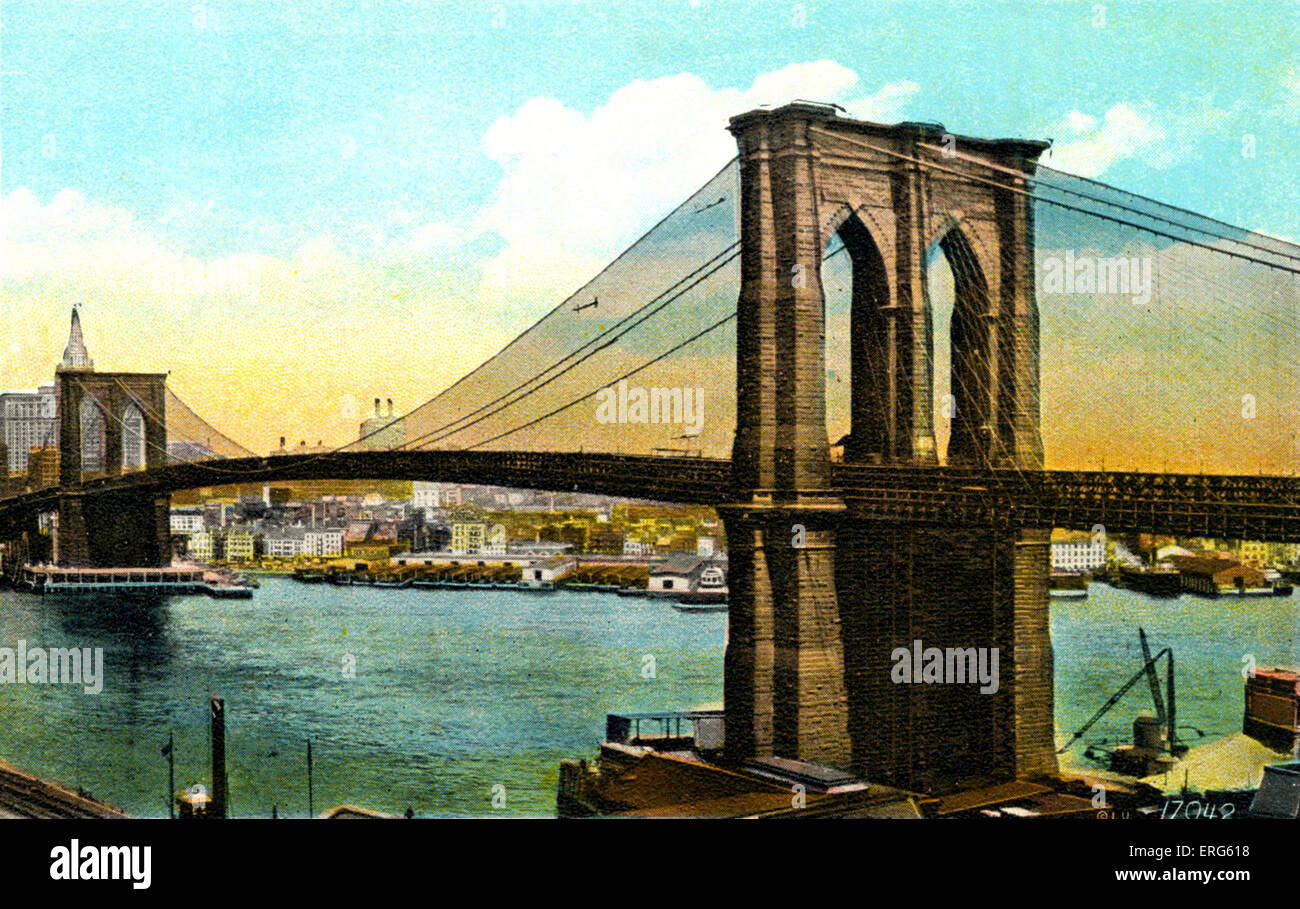 NEW YORK. Brooklyn Bridge. Designed by John Augustus Roeblin Stock ...