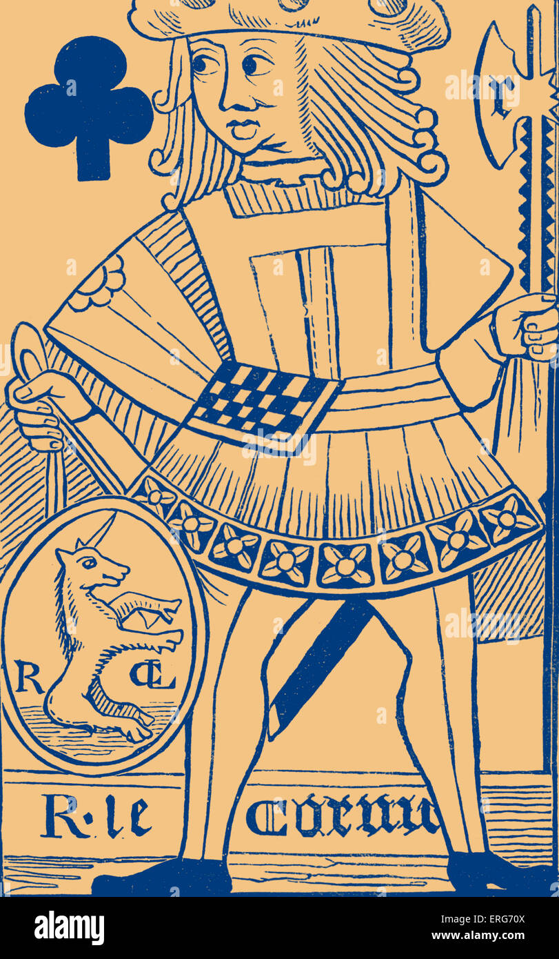 Knave of Clubs playing card, designed by R le Cornu in the sixteenth ...