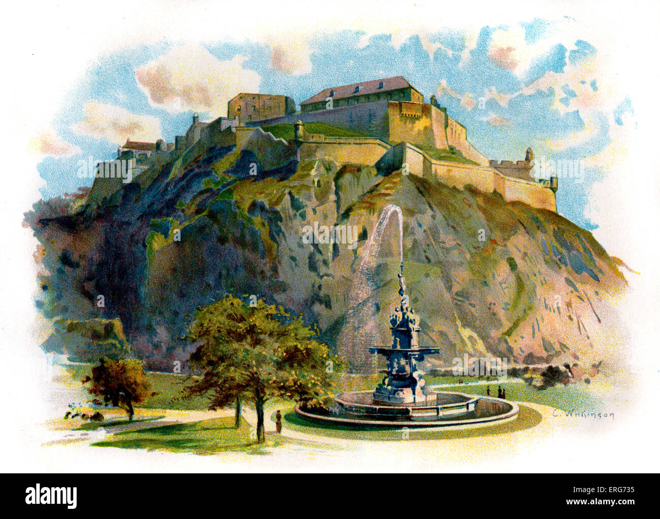 The Castle Rock, Edinburgh, after the 1880 original by Chas Wilkinson ...