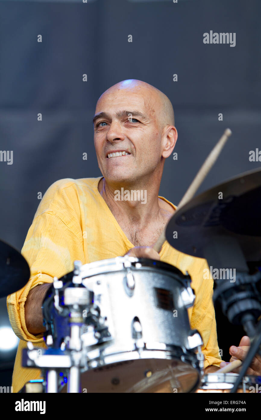 Turin, Italy, 2nd June 2015. Drummer Christian Meyer in concert with ...