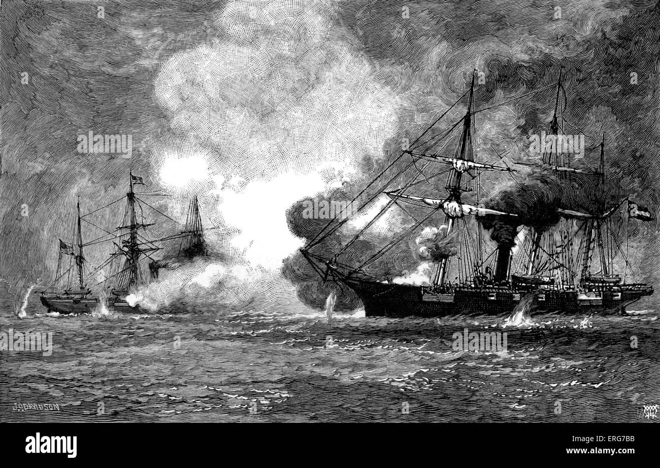 The Battle of Cherbourg in 1864. CSS Alabama had captured or destroyed ...