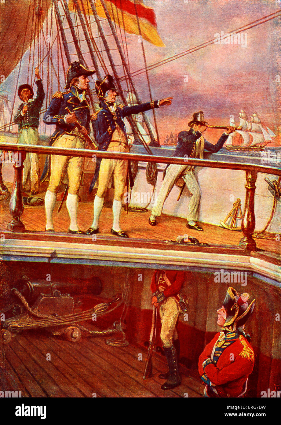 Nelson's chase after the French fleet, 1805, after the original by the ...
