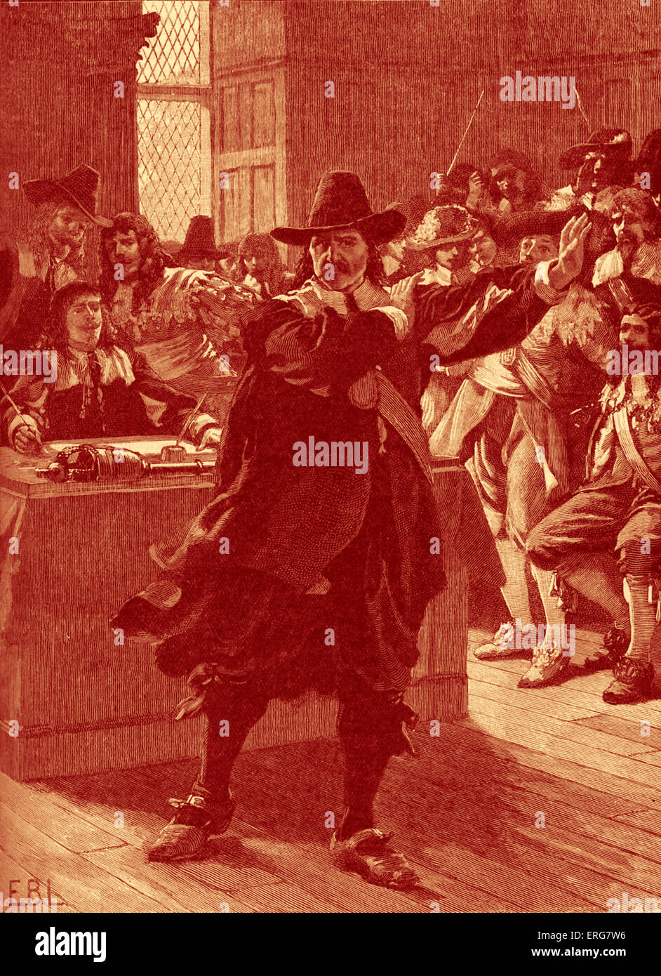 Cromwell addressing the long parliament for the last time, 1653 Stock ...