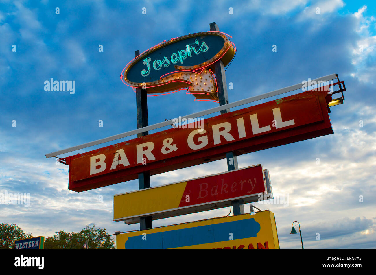 Joseph's Bar and Grill historic neon sign in Santa Rosa, NM Route 66 ...