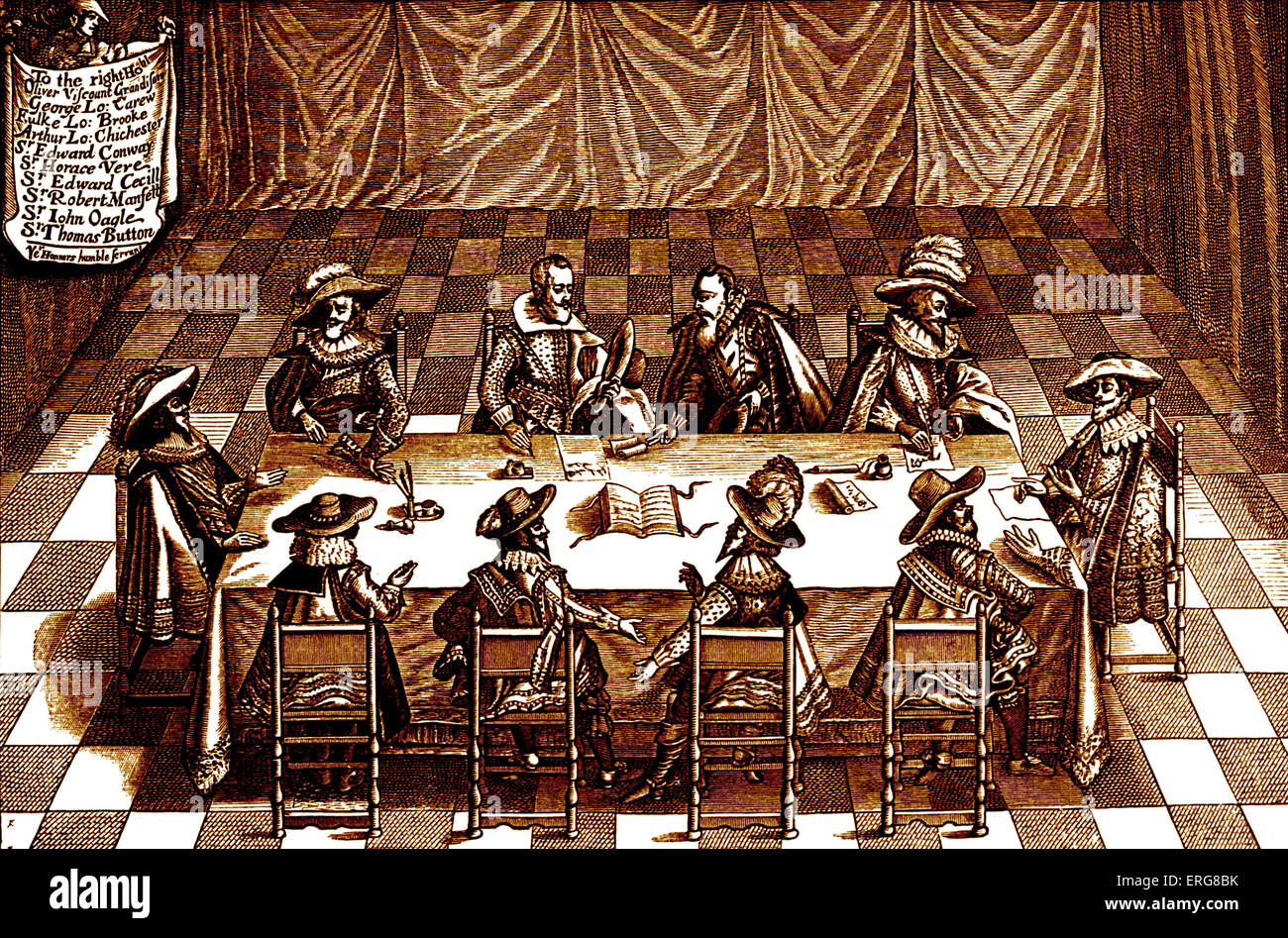 The Council of War, 1623 - 1624, after a broadside held by the Society ...