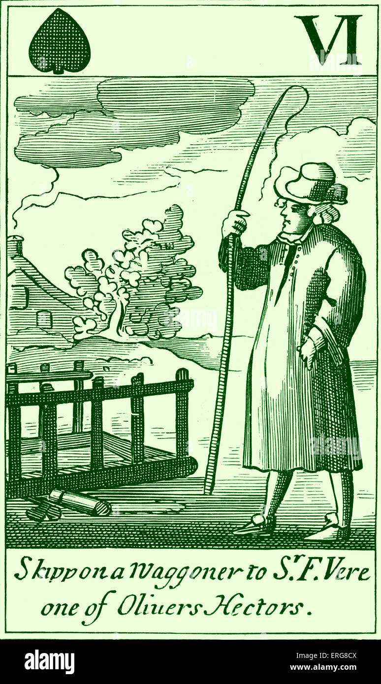 Satirical seventeenth century playing card, reproduced from a set of ...