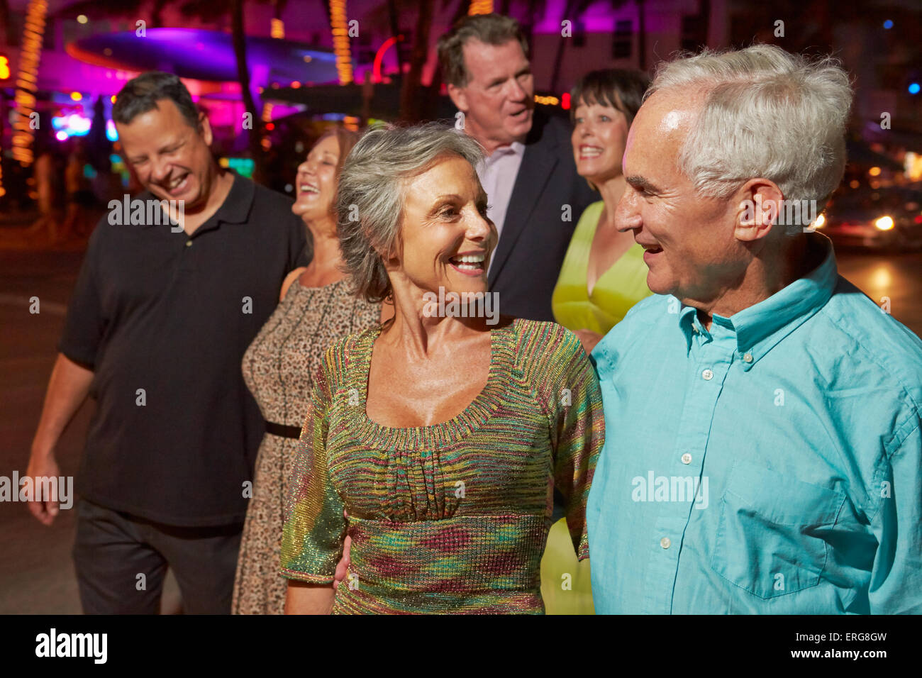 Group Of Senior Friends On Evening Out Together Stock Photo - Alamy