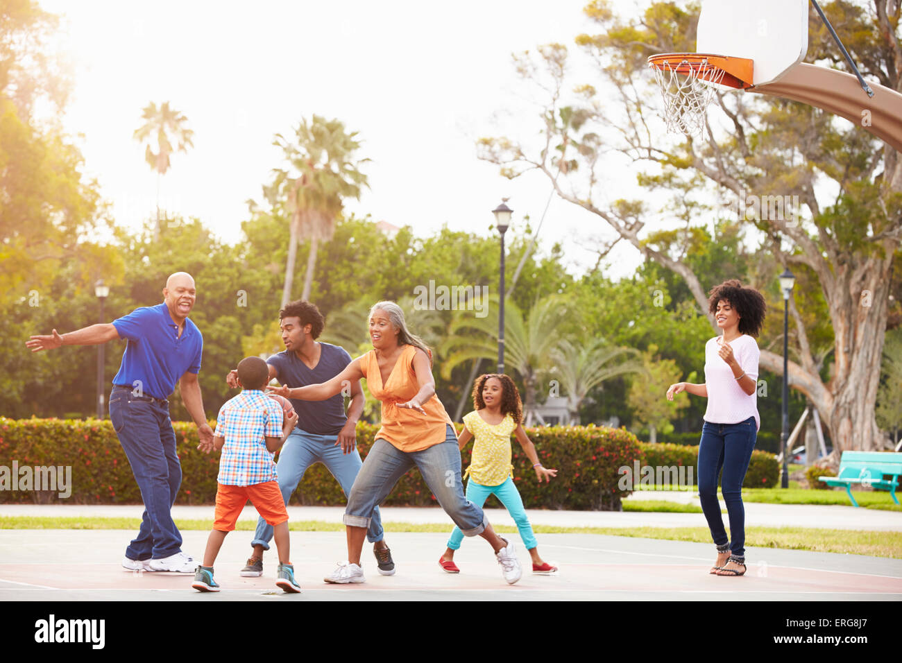 Multi Generation Family Playing Basketball Together Stock Photo - Alamy