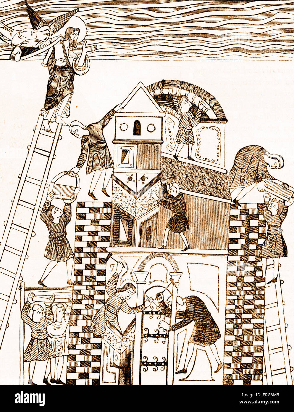 The Tower of Babel - constructing the tower. After illumination in ...