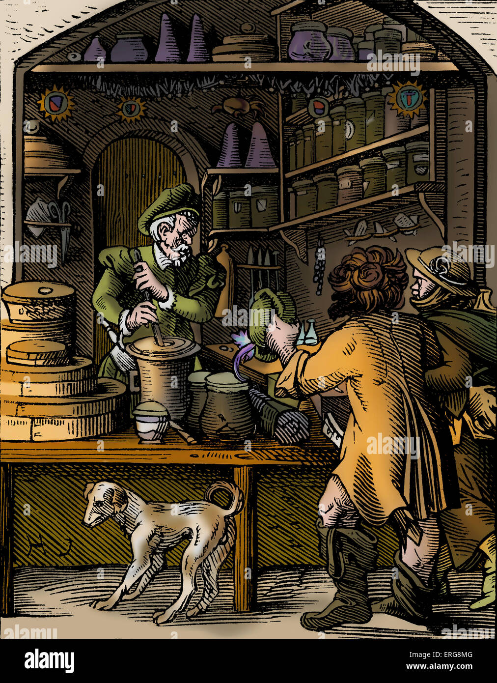 Apothecary by Jost Amman, reproduced from a sixteenth century engraving ...